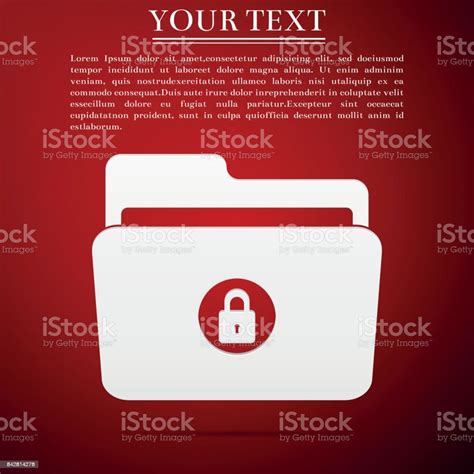 잠긴된 폴더 아이콘 빨간색 배경에 고립입니다 평면 디자인입니다 벡터 일러스트 레이 션 개념에 대한 스톡 벡터 아트 및 기타 이미지 개념 그래픽 사용자 인터페이스 금고