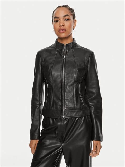 Hugo Lederjacke Lasatta Schwarz Slim Fit Modivo De