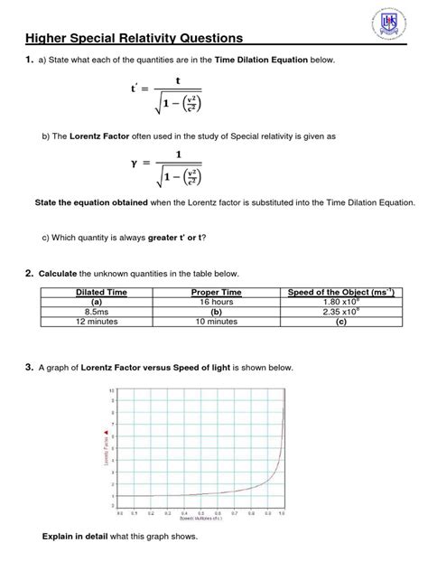 25387 22 H Special Relativity Questions Pdf Special Relativity