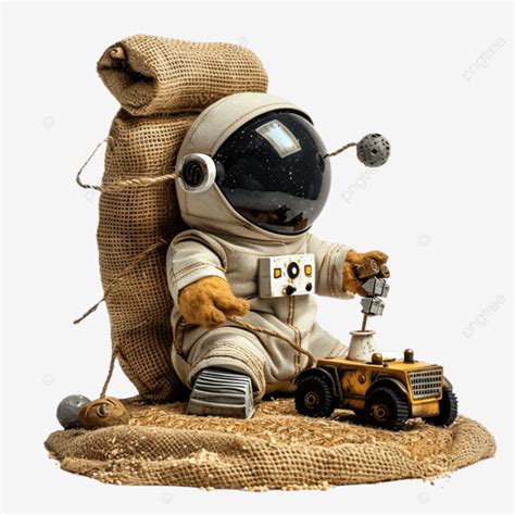 كيس القمح اللطيف كرائد فضاء مع مركبة قمرية محصول الشوفان شعير Png