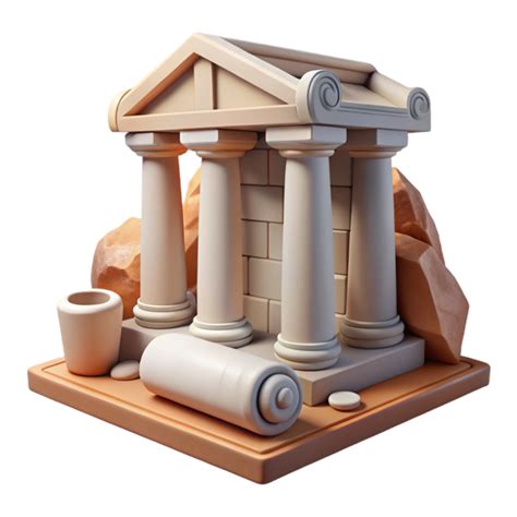 Ancient Temple With Scroll 3d Render Of Classical Architecture 55139587 Png