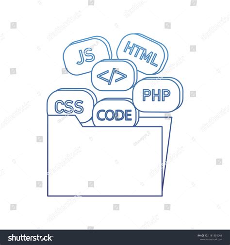 Degraded Outline Folder File Programming Code Stock Vector Royalty