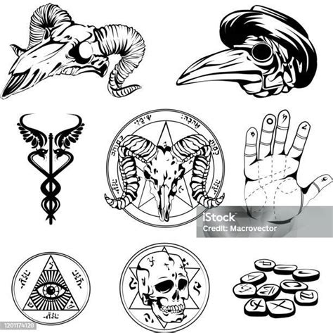 深奧的神秘集向量圖形及更多山羊圖片 山羊 頭骨 人 Istock