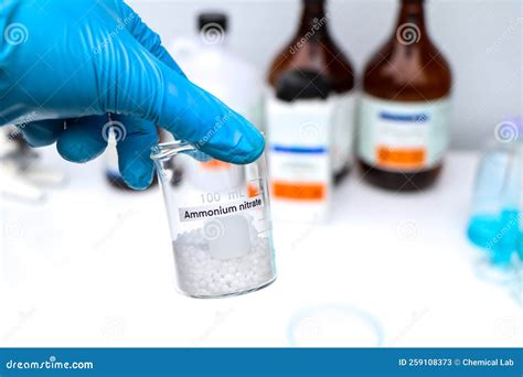 Ammonium Nitrate In Glass Chemical In The Laboratory And Industry Stock Image Image Of