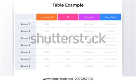 Modern Table Columns Rows Concept Structured Stock Vector Royalty Free