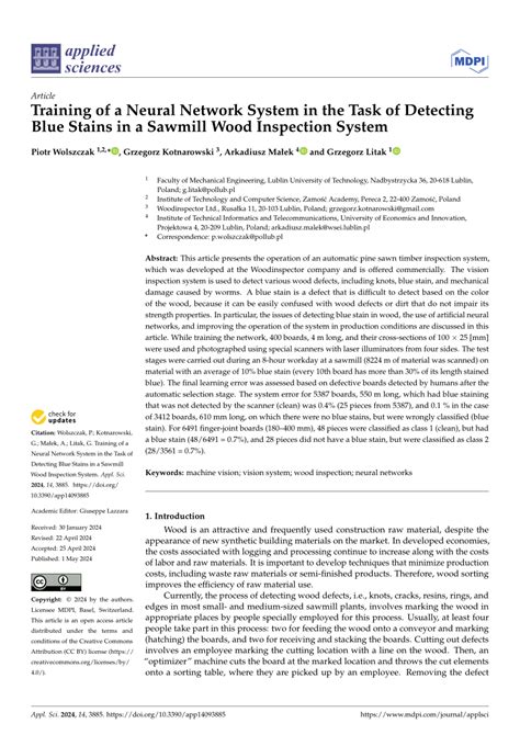 Pdf Training Of A Neural Network System In The Task Of Detecting Blue Stains In A Sawmill Wood