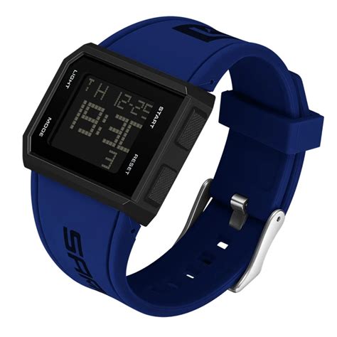 Reloj Digital Azul Cronógrafo Deportivo Pulsera Electrónica Resistente
