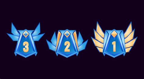 Premium Vector Game Ui Glossy Rounded Golden Diamond Rank Badge Medals With Wings