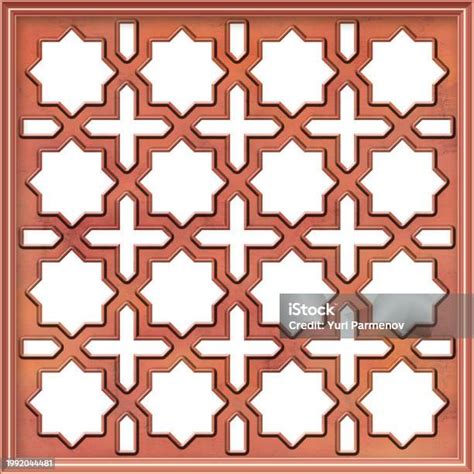 아랍 기하학적 패턴입니다 이슬람 장식 Mashrabiya 패널 벽 3d 화면 이슬람 모티브 예술적 금속 주조 그림 3차원 인쇄에 대한 스톡 벡터 아트 및 기타 이미지