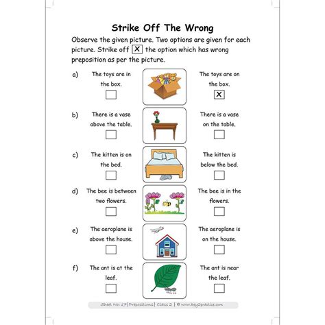 Class English Grammar Prepositions Activity Based Worksheets Library