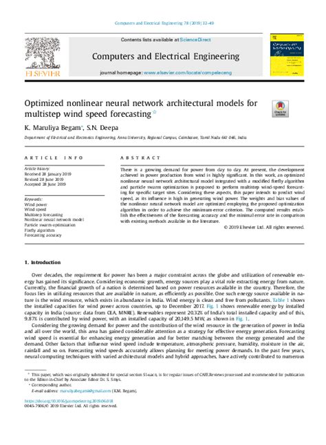 Pdf Optimized Nonlinear Neural Network Architectural Models For