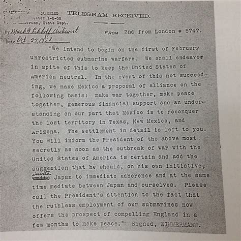Zimmermann Telegram Decoded The Significance Of The Zimmermann