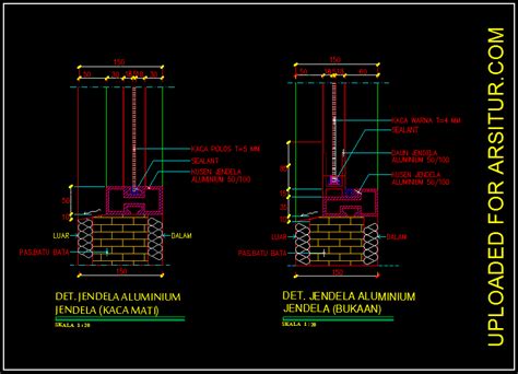 Detail Gambar Teknis Partisi Kaca Aluminium Dwg Koleksi Nomer 2