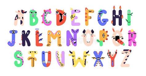 Monsters Alphabet Set Cute English Abc With Dinosaur Figures Funny Monsters Alphabet Set Cute English Abc With Dinosaur Figures Funny