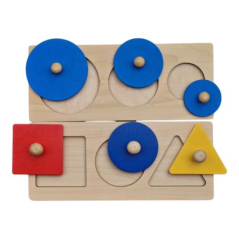 Монтесори образователен дървен пъзел за деца с множество форми 2 части Emag Bg
