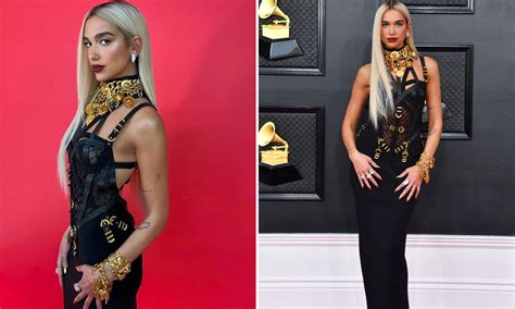 Dua Lipa Abito Bondage Versace Grammy Awards 2022