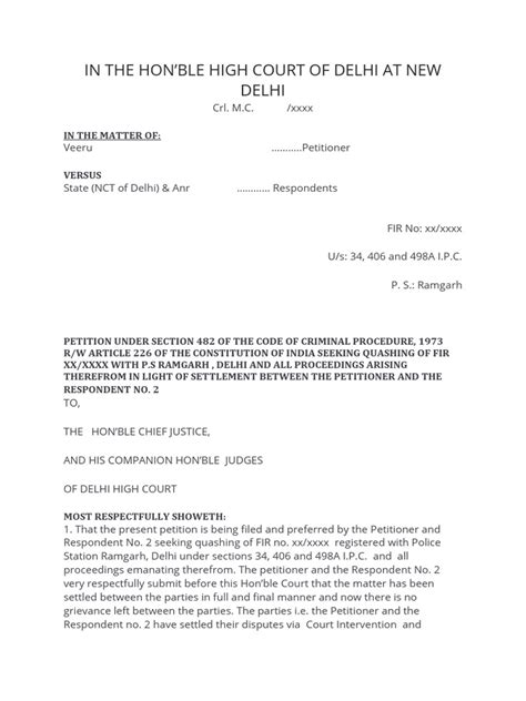 482 Application Pdf Supreme Court Of India Public Law