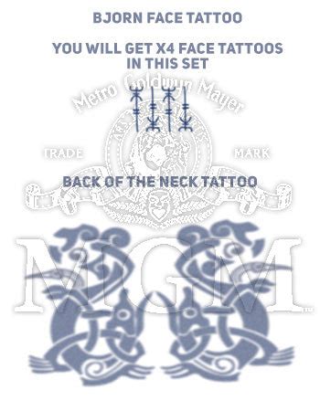 Bjorn Ironside Vikings Tv Series Tattoo Set Chestfacearmback Tatt