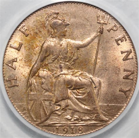 1918 Half Penny Freeman 397 George V Choice Uncirculated The Coinery