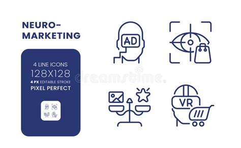Neuromarketing Linear Desktop Icons Set Stock Vector Illustration Of Linear Message 269505037