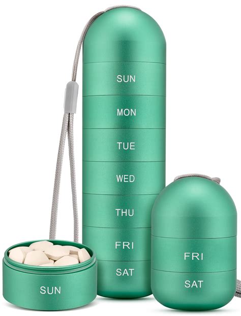 Zannaki Metal Moisture Proof Weekly Pill Organizer Stackable Aluminum