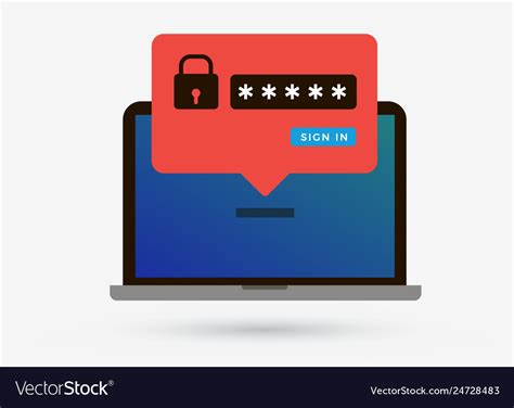 Laptop Notebook Password Notification Lock Icon Vector Image