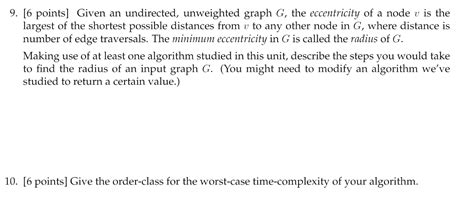 Solved Points Given An Undirected Unweighted Graph Chegg