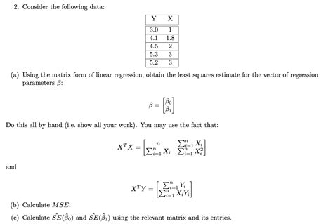 Solved Consider The Following Data A Using The Matrix Chegg Com