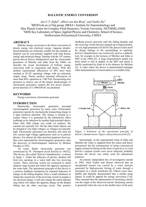 Pdf Ballistic Energy Conversion