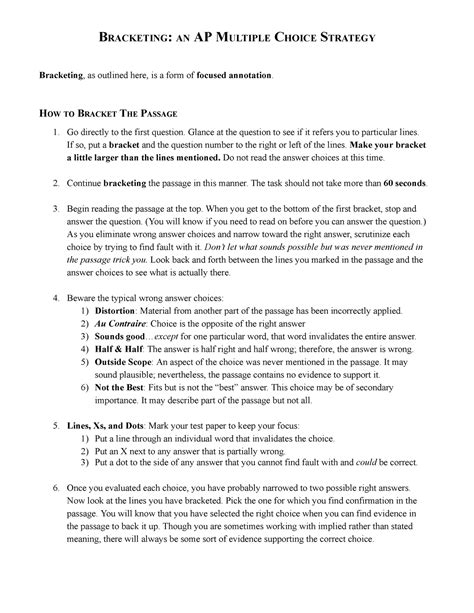 Bracketing Test Strategy Bracketing An Ap Multiple Choice Strategy