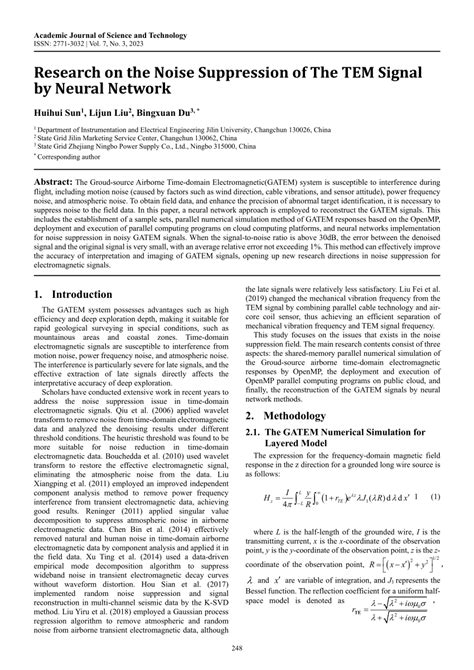 Pdf Research On The Noise Suppression Of The Tem Signal By Neural Network