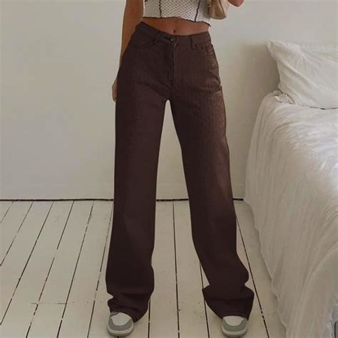 Pantalon à Jambe Large Pour Femme Pantalon à Jambe Droite à Texture