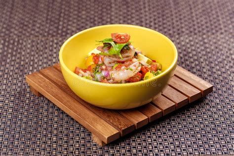 Prawn Shrimp Cocktail Salad With Avocado Tomato And Lettuce Stock