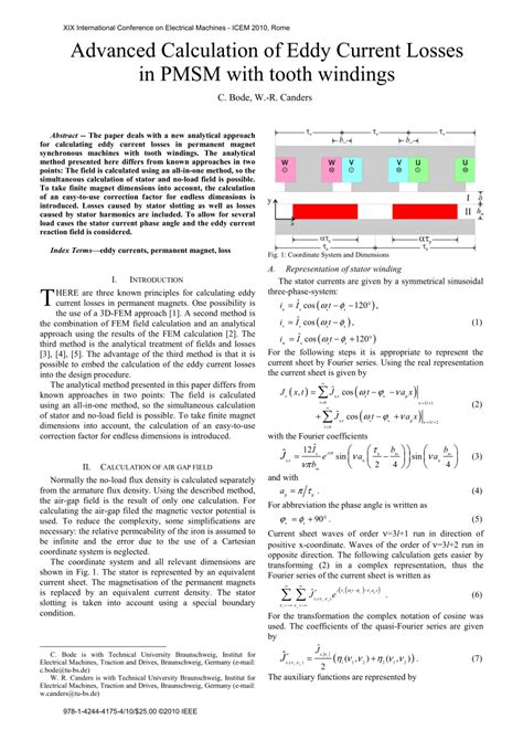 Pdf Advanced Calculation Of Eddy Current Losses In Pmsm With Tooth Windings