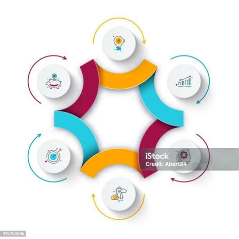 6 단계 옵션 부품 또는 프로세스 주기형 다이어그램의 추상 요소입니다 프레 젠 테이 션에 대 한 벡터 비즈니스 템플릿입니다 Infographic 위한 창조적인 개념입니다