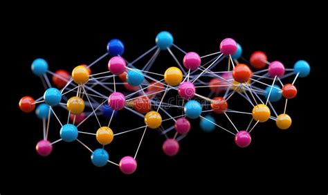 Colorful Molecular Structure With Interconnected Nodes And Vibrant