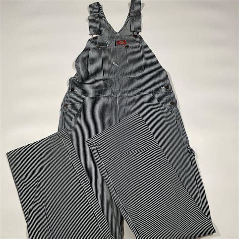 Dickies Dungarees Dickies Blue And White Pinstripe Depop