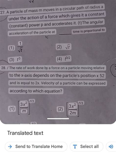 A Particle Of Mass M Moves In A Circular Path Of Radius A Under The Actio