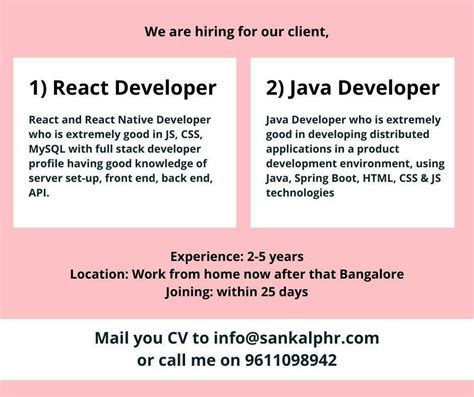 Aashu Gowda On Linkedin We Are Hiring React Developer And Java Developer Interested Candidates