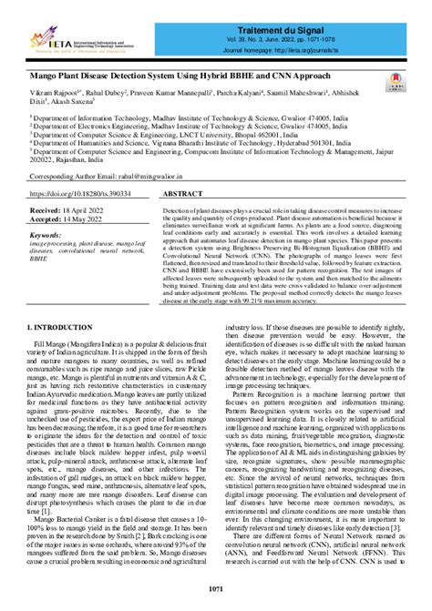 Pdf Mango Plant Disease Detection System Using Hybrid Bbhe And Cnn