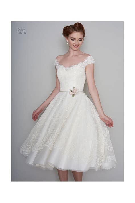 LB200 DAISY Loulou Tea Length 1950s Vintage Style Short Wedding Gown