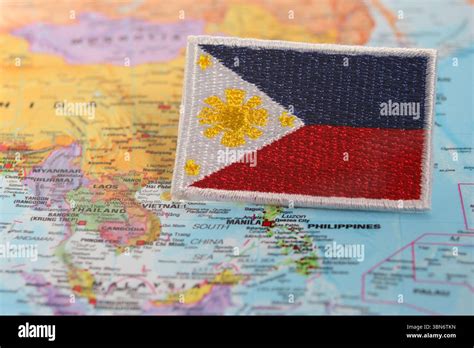 Eco Friendly Embroidered Philippines Flag Ph Flag On World Map At