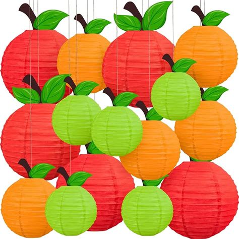 15pcs Classroom Decor Red Apple Shaped Paper Lanterns Back To School