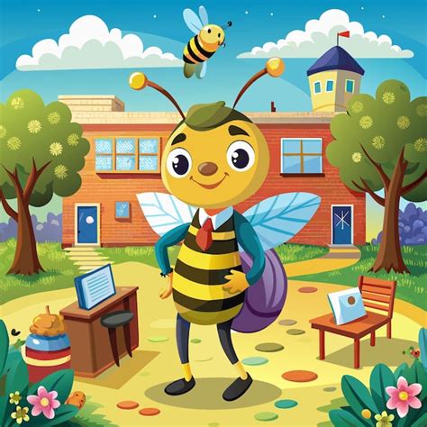 Bee Delightful Stay School Vector Premium Ai Generated Vector