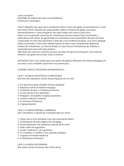 Curso Completo História Da Igreja Pdf História Do Cristianismo