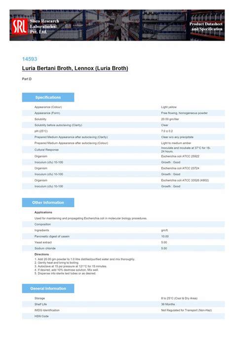 Luria Bertani Broth Lennox Luria Broth 500gm At ₹ 2499kg