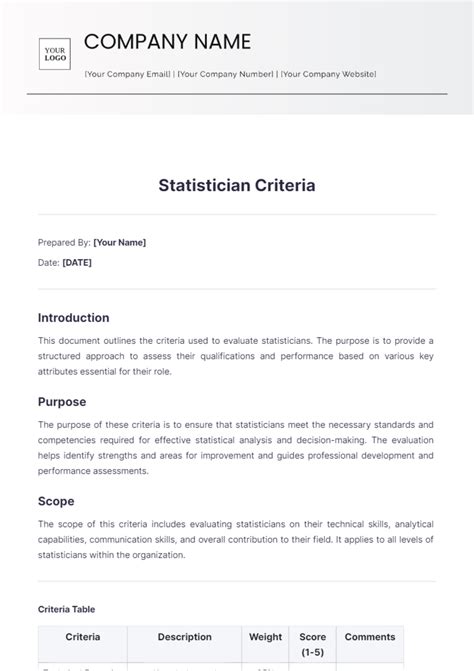 Free Criteria Templates To Edit Online