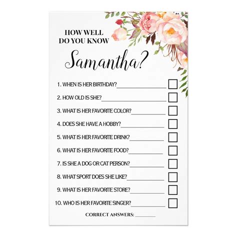 How Well Do You Know Bride Bridal Shower Game Card 25 Flyers Artofit