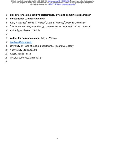 Pdf Sex Differences In Cognitive Performance Style And Domain