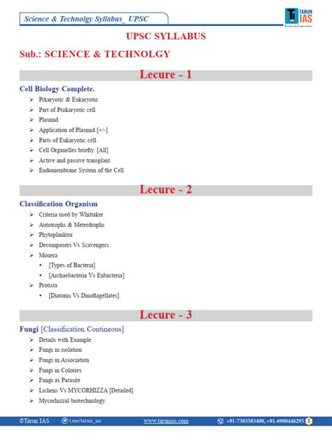 Science And Technology Syllabus Upsc Pdf Cell Biology Prokaryote
